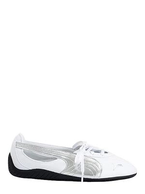PUMA Ballet Nova Leather Trainers - White Silver