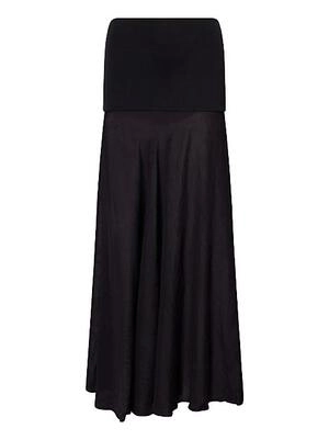 BELLE ANNA Jewel Semi-sheer Woven Maxi Skirt - Black