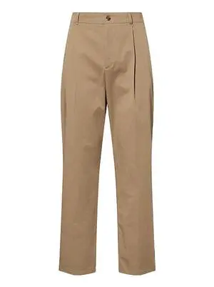 Valentino Garavani Straight-leg Single-pleat Cotton Chinos - Beige