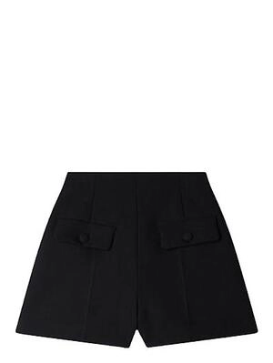 Sandro Patch-pocket High-rise Wool Shorts - Black