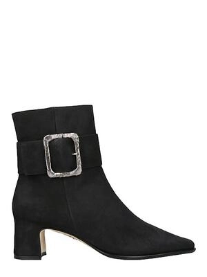 Rodo Tilly 55 Leather Heeled Ankle Boots With Buckle Detail - Black