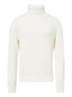 Gant Rib-knit Cotton And Merino-wool Turtleneck - Cream