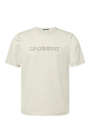 C.P. COMPANY Brand-embroidered Cotton T-shirt - Silver Birch