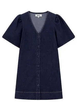 RO&ZO Ro&Zo Button-Front V-Neck Denim Mini Dress