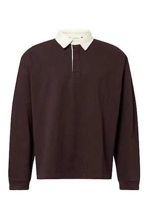 FRAME Contrast-collar Cotton Polo Shirt - Deep Brown