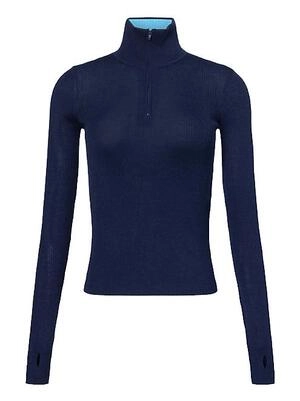THE FRANKIE SHOP Sade Zipped Wool-blend Jumper - Dark Navy