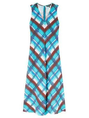 Whistles Checked V-neck Cotton Midi Dress - Multi-coloured