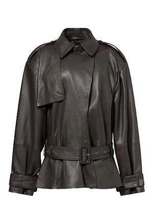 ROTATE BY BIRGER CHRISTENSEN Relaxed-fit Leather Biker Jacket - Mole