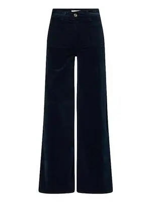 FRAME FRAME Palazzo Wide-Leg Cotton-Blend Corduroy Trousers Navy