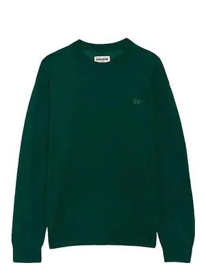 Zadig&Voltaire Swyna Logo-embroidered Wool And Cashmere-blend Jumper - Rain Forest