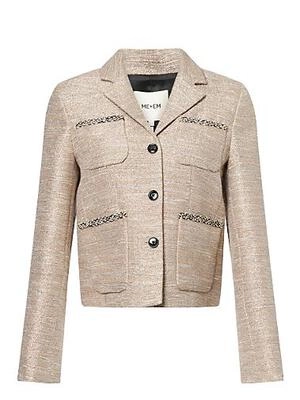 ME+EM Cropped Patch-pocket Cotton-blend Jacket - Gold Multi