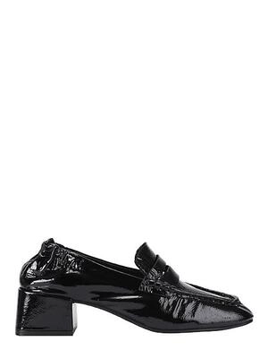 Steve Madden Estee Patent Leather Heeled Loafers - Black