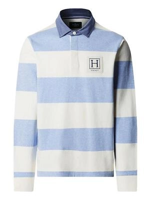 HACKETT Heritage H-stripe Cotton Rugby Shirt - Summer Blue