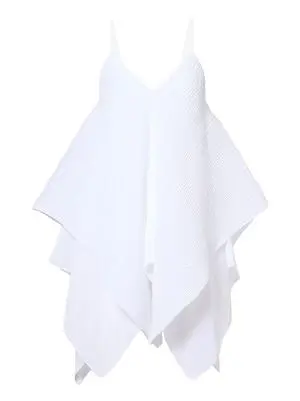 JW Anderson Pleated Asymmetrical V-neck Woven Top - White