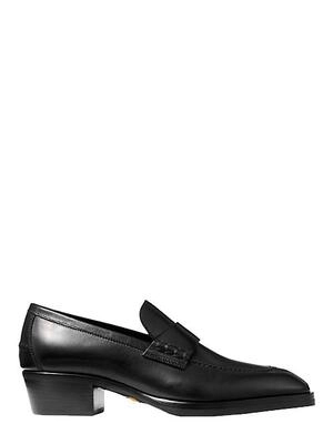 JIMMY CHOO Leather Loafers With Penny Tab - Black