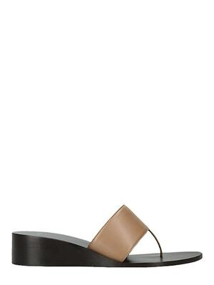 JUDE Lucille Leather Wedge Sandals - Beige