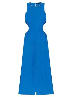 Maje Backless Linen-blend Midi Dress - Blue