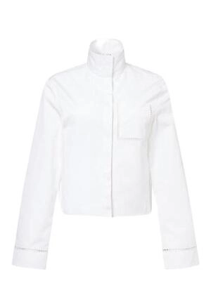 Alaïa Alaia Ladder-Stitch High-Neck Cotton-Poplin Shirt Blanc