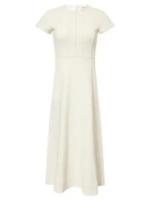 ME+EM V-neck Fit And Flare Midi Dress - Cream