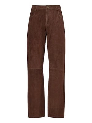 ARMA Suede Straight-leg Trousers - Mud Brown