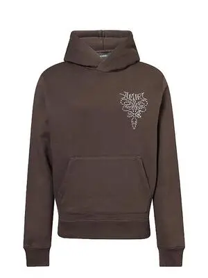 Amiri Lasso Embroidered Cotton-blend Hoody - Husk