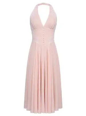 House Of Cb Lace-trimmed Georgette Midi Dress - Pink