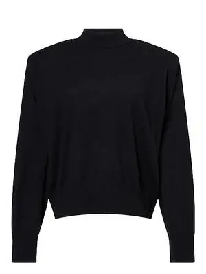 THE FRANKIE SHOP Padded Shoulder Wool-blend Jumper - Black