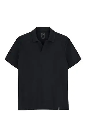 Boggi Milano Open-collar Stretch Cotton-blend Polo - Black