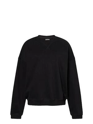 RU & ROCKA Logo Embroidered Cotton Sweatshirt - Black