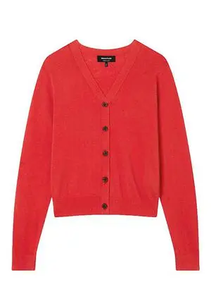 Whistles V-neck Relaxed-fit Cotton And Linen-blend Cardigan - Red