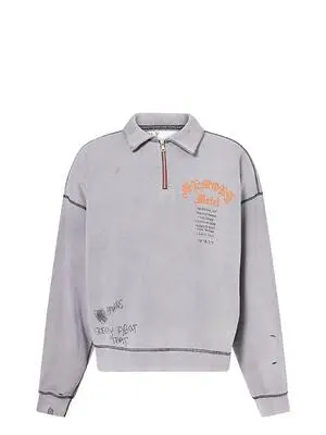 PALY HOLLYWOOD Sorry 'bout That Crewneck Cotton-blend Sweatshirt - Gray