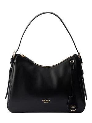 Prada Medium Leather Shoulder Bag - Black