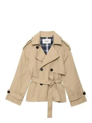 Zadig&Voltaire Kivana Double-breasted Cotton Trench Coat - Latte