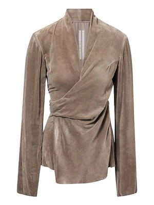 Rick Owens Laura Wrap Velvet Top - Dust