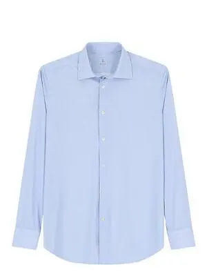 Boggi Milano Striped Long-sleeved Stretch-woven Shirt - Light Blue