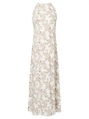 ME+EM Sleeveless Graphic-pattern Crepe Maxi Dress - Light Cream/multi