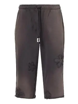 NAHMIAS Cotton Flower-embroidered Sweat Shorts - Black