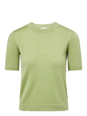 Max Mara Wool-blend Round Neck Short-sleeve Top - Green