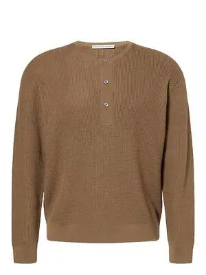 Studio Nicholson Sn Knitwear Henley Extra Fine Merino And Cashmere Jumper - Bark