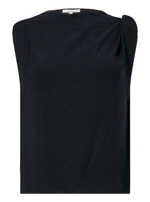 Vince Draped Shoulder Woven Top - Black
