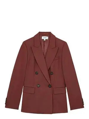 REISS Solene Double-breasted Wool-blend Blazer - Brick Red