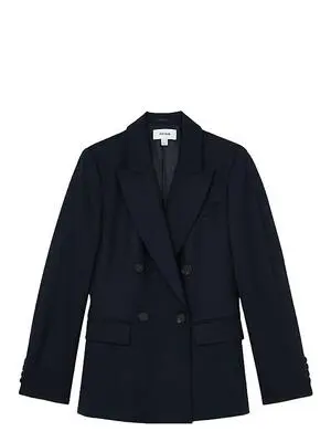 REISS Solene Double-breasted Wool-blend Blazer - Navy