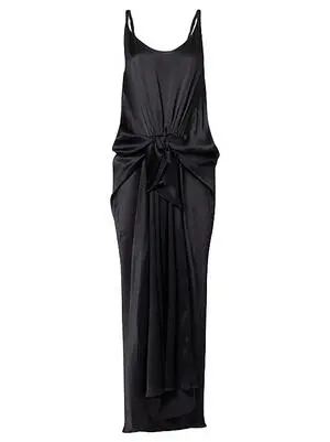 JW Anderson Crinkled Silk Midi Dress - Black