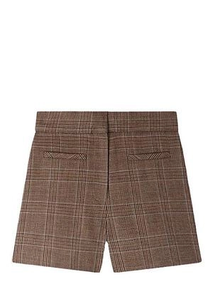 Sandro Checked High-rise Wool Shorts - Caramel