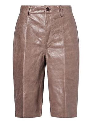 Rick Owens Leather Work Shorts - Dust