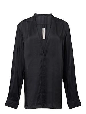 Rick Owens Larry V-neck Satin Shirt - Black