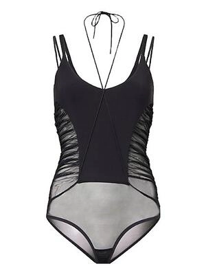NENSI DOJAKA Sheer-panel Sleeveless Bodysuit - Black