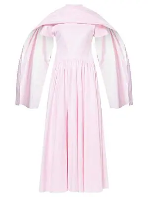 Mona Alshebil Cotton Maxi Dress With Detachable Scarf - Pink