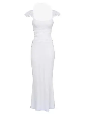 House Of Cb Viana Flutter-sleeve Maxi Dress - White