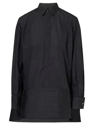 Sacai Pleated Asymmetric Woven Mini Dress - Black